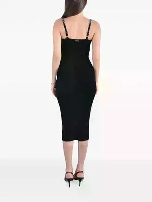 Michael Kors Ribbed Knit Midi Dress With Chain Straps
