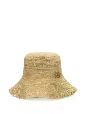 Ruslan Baginskiy Monogram Straw Bucket Hat - Neutrals