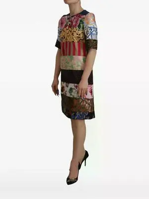 Dolce & Gabbana Patchwork Jacquard Floral Print Dress