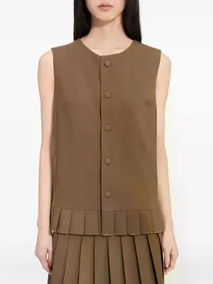 MAISON MARGIELA Sleeveless Pleated Wool Blend Top