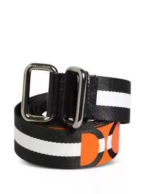 Dolce & Gabbana Striped Logo-print Belt - Black