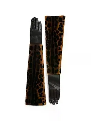 Dolce & Gabbana Leopard-print Panelled Elbow-length Gloves - Neutrals