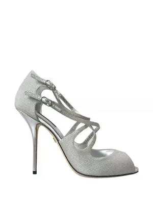 Dolce & Gabbana Glitter Crisscross Ankle Strap Stiletto Sandals