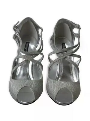 Dolce & Gabbana Glitter Crisscross Ankle Strap Stiletto Sandals