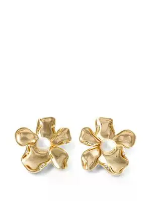 SELF-PORTRAIT Faux Pearl Flower Earrings - Gold