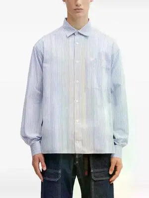 Filling Pieces Vertical-stripe Logo-embroidered Shirt