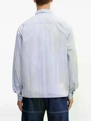 Filling Pieces Vertical-stripe Logo-embroidered Shirt