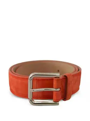 Dolce & Gabbana Suede Belt With Logo-engraved Buckle - Orange