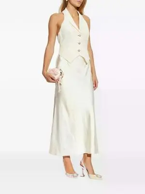 SELF-PORTRAIT Halterneck Satin Midi Dress
