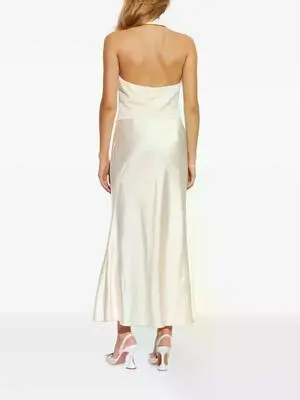 SELF-PORTRAIT Halterneck Satin Midi Dress