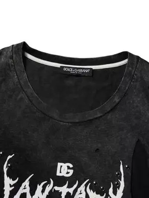Dolce & Gabbana Stud-embellished Distressed T-shirt