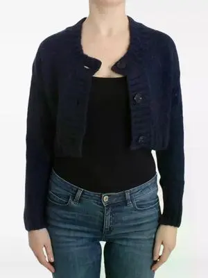 John Galliano Navy Knitted Cropped Cardigan