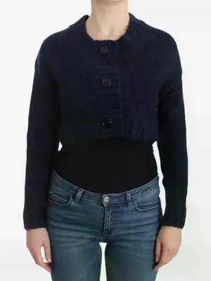 John Galliano Navy Knitted Cropped Cardigan