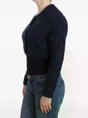 John Galliano Navy Knitted Cropped Cardigan