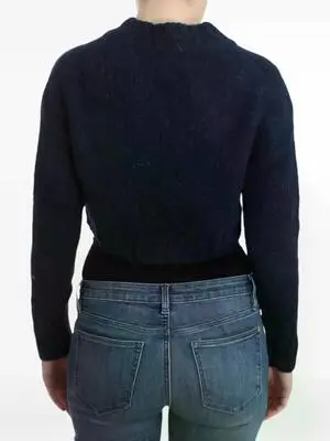John Galliano Navy Knitted Cropped Cardigan