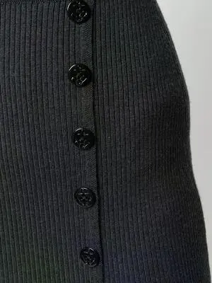 Sandro Ribbed Knit Sweetheart Neck Midi Dress With Button Detail