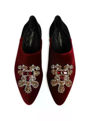 Dolce & Gabbana Crystal-embellished Velvet Loafers