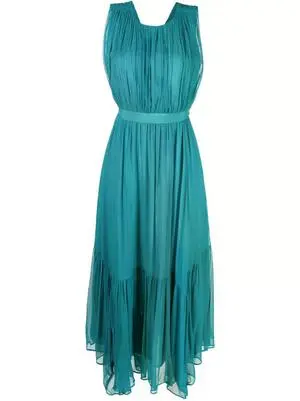 Ulla Johnson Teal Silk Plissé Dress