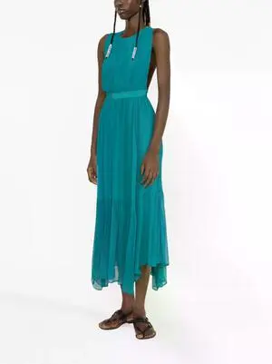 Ulla Johnson Teal Silk Plissé Dress