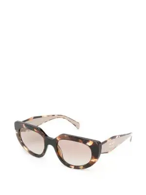 Prada Tortoiseshell Effect Geometric Frame Sunglasses - Brown