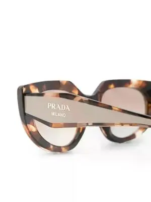Prada Tortoiseshell Effect Geometric Frame Sunglasses - Brown