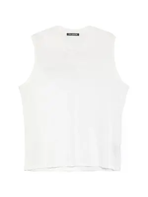 COLE BUXTON Graphic Print Sleeveless Crew Neck Top - White