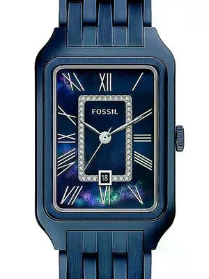Fossil Raquel 26mm Watch With Dial And Stainless Steel Link Bracelet - Blue