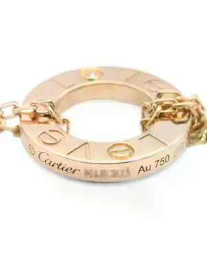 Cartier 18k Rose Gold Diamond Logo Circle Bracelet
