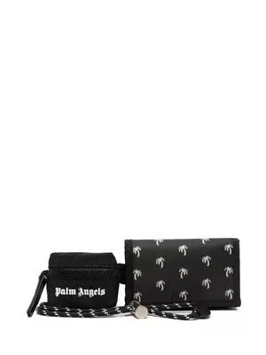Palm Angels Palm Tree Print Lanyard Wallet - Black