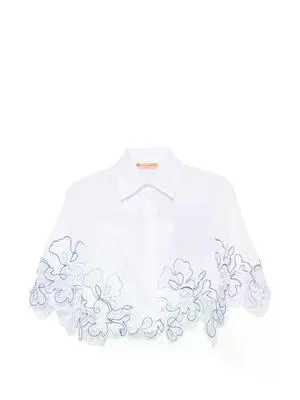 Ermanno Scervino Lace-trim Cropped Shirt - White