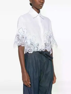 Ermanno Scervino Cropped Lace-trimmed Shirt