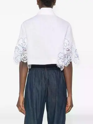 Ermanno Scervino Cropped Lace-trimmed Shirt
