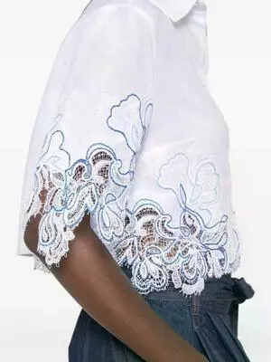 Ermanno Scervino Cropped Lace-trimmed Shirt