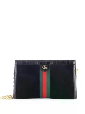 Gucci Ophidia Chain Shoulder Bag Suede Medium Crossbody Bag - Black