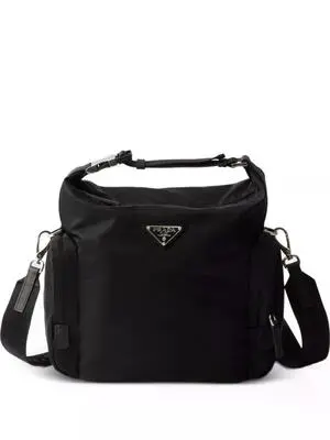 Prada Re-nylon And Saffiano Leather Shoulder Bag - Black