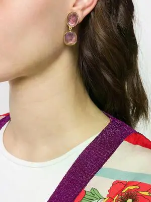 GOOSSENS Two Cabochon Clip Earrings - Purple