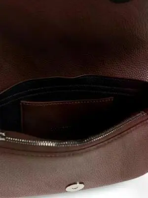 Emporio Armani Logo-print Pebbled-effect Shoulder Bag - Brown