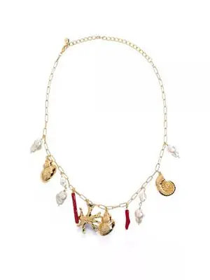 SELF-PORTRAIT Tone Shell Pendant Charm Necklace - Gold