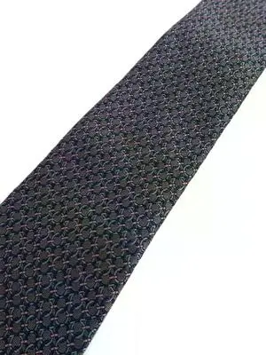 FERRAGAMO Gancini Patterned Silk Neck Tie - Grey