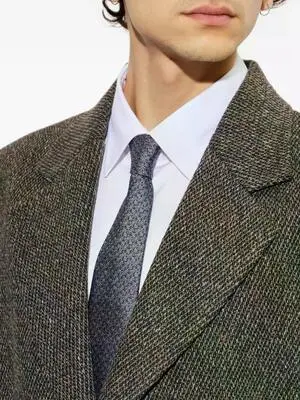FERRAGAMO Gancini Patterned Silk Neck Tie - Grey