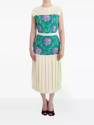 CATERINA GATTA Floral Print Pleated Midi Dress - Neutrals