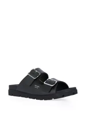Prada Logo Buckle Fastening Sandals