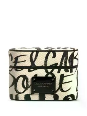 Dolce & Gabbana Graffiti-print Leather Airpods Case - Neutrals