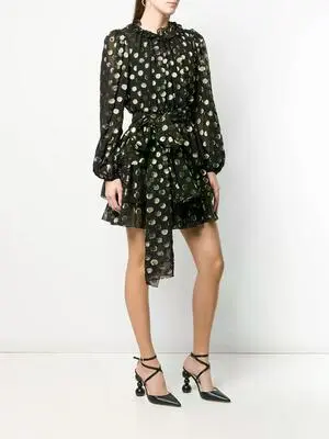 Dolce & Gabbana Polka Dot Metallic Tiered Dress