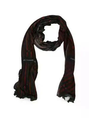 Costume National Diamond-pattern Stripe-print Scarf - Black