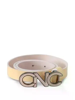Costume National Leather Belt With Cnc Logo Buckle - Neutrals