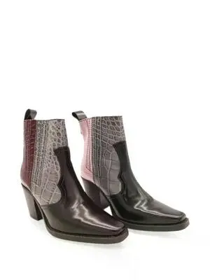GANNI Crocodile-effect Ankle Boots