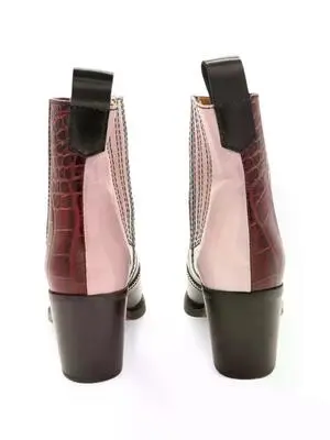 GANNI Crocodile-effect Ankle Boots