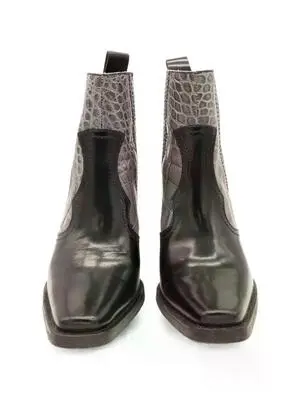 GANNI Crocodile-effect Ankle Boots