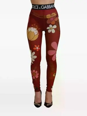 Dolce & Gabbana Floral-print Mesh Leggings